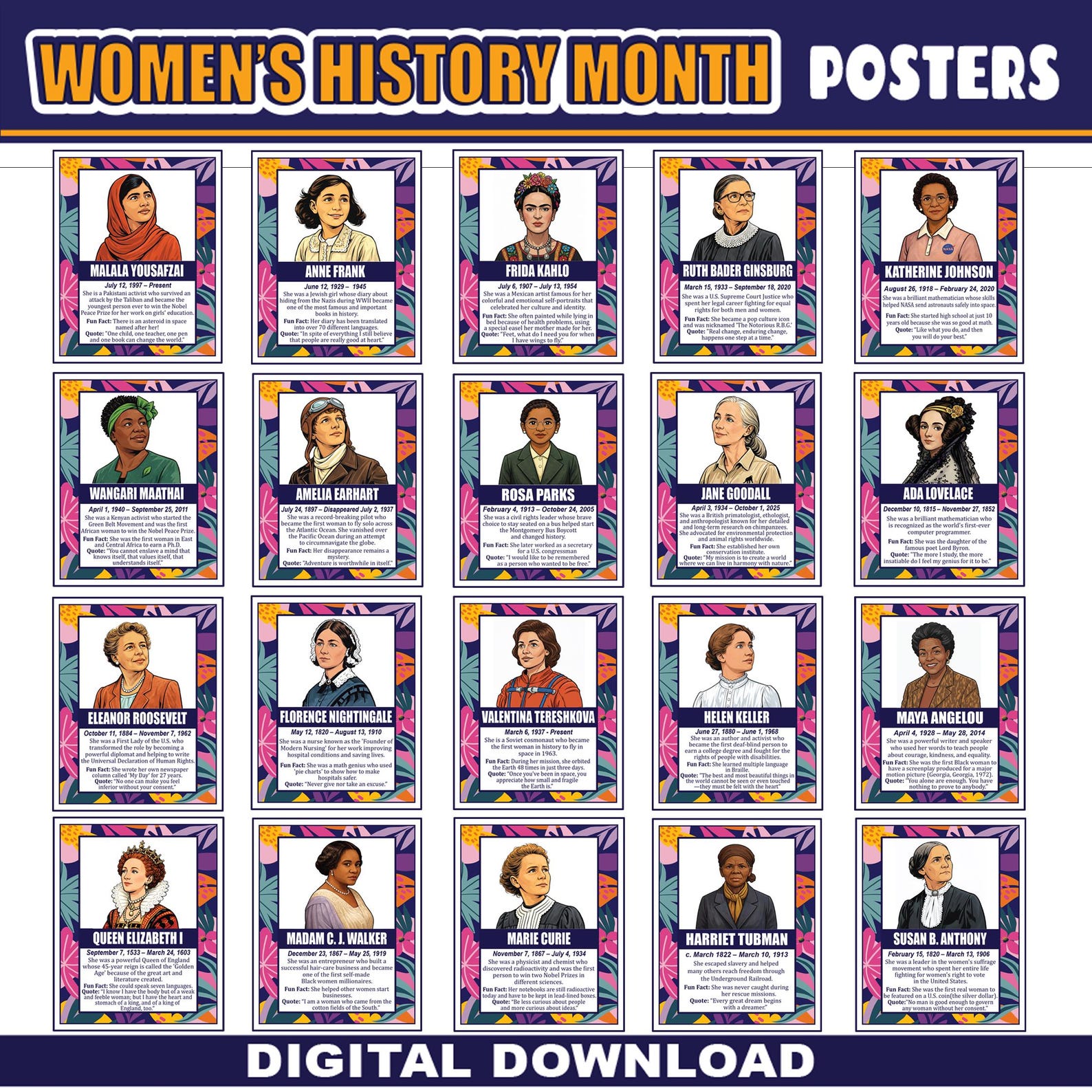 Women's History Month Biography Posters | 20 Influential Historical ...