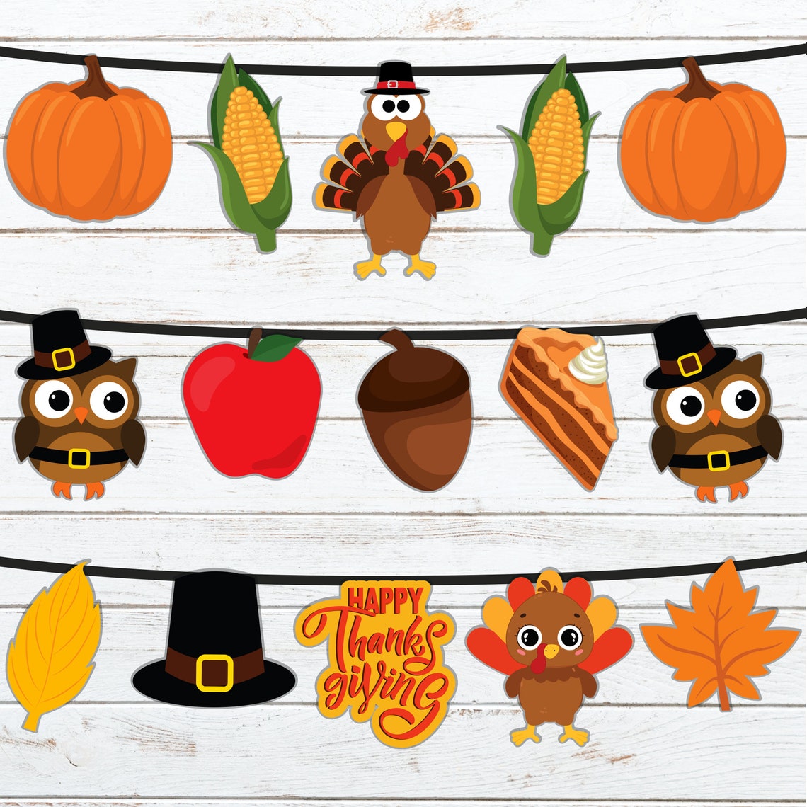 Thanksgiving PRINTABLE Banner Little Turkeys Thanksgiving Garland ...