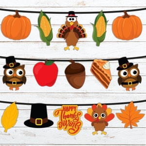 Thanksgiving PRINTABLE Banner | Little Turkeys Thanksgiving Garland ...