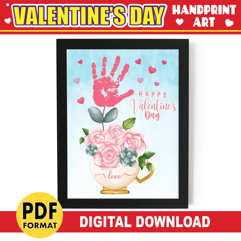 Valentines Day Handprint Art PRINTABLE Valentines Handprint Craft ...