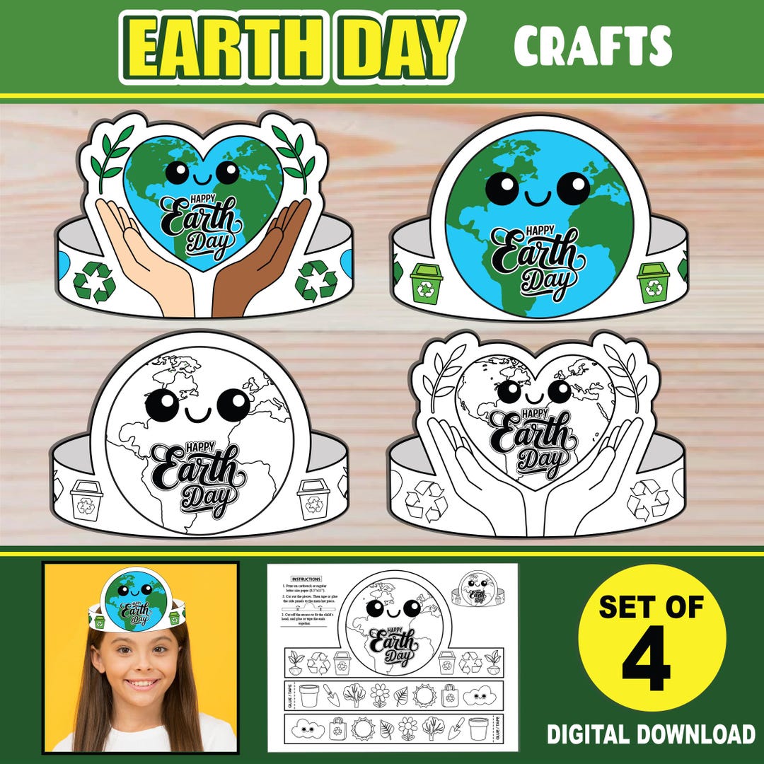 Earth Day Paper Crowns for Kids |save the Planet Hat Paper Crown ...