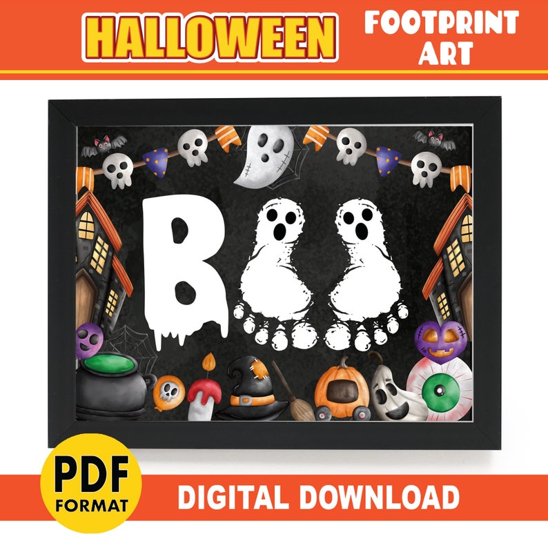 Halloween Footprint Art | Boo Ghost Footprint Craft | Happy Halloween ...