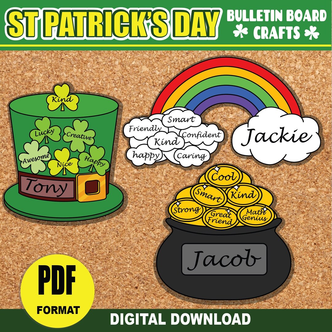 St Patrick's Day Crafts for Bulletin Board | PRINTABLE St Patricks ...