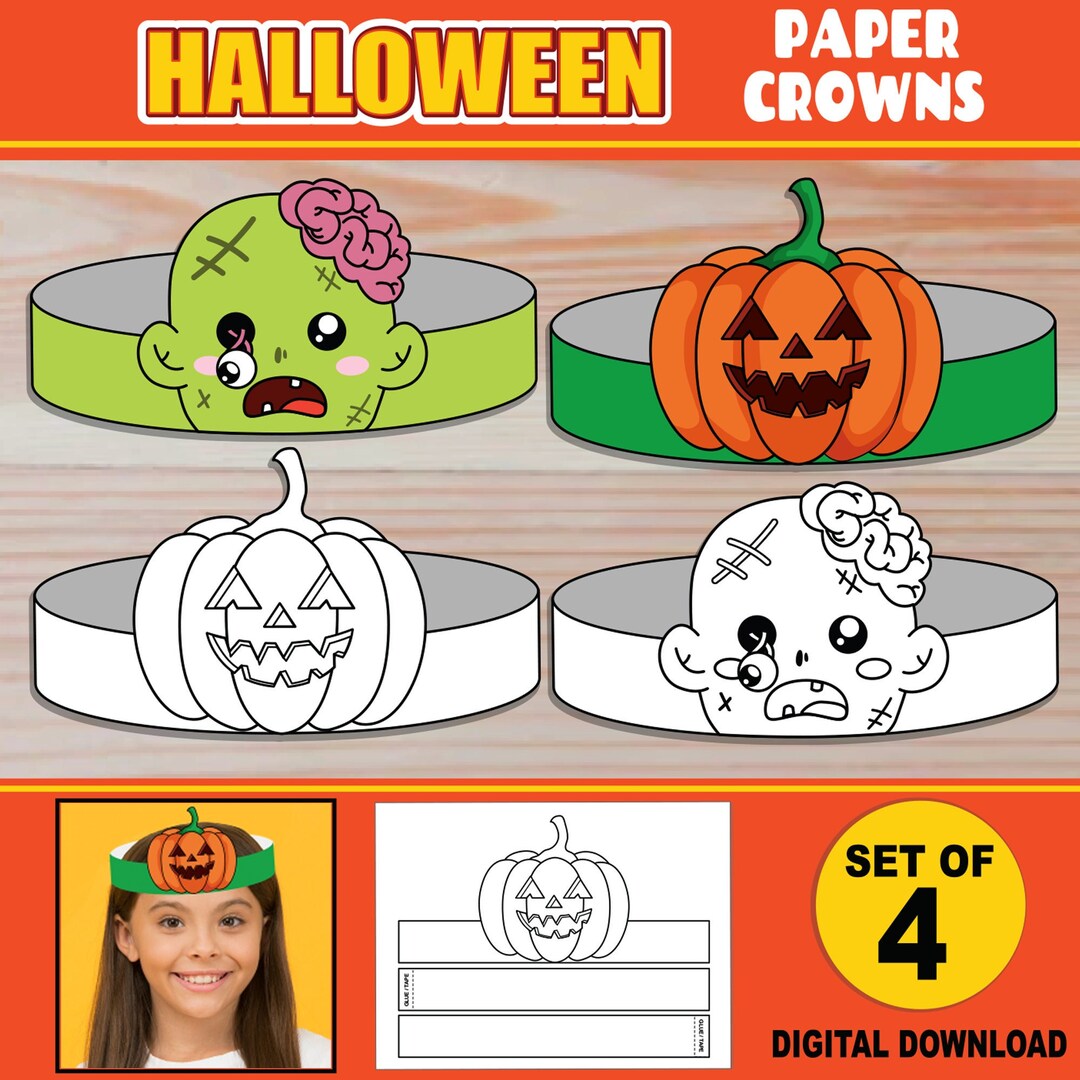 Halloween Paper Crowns for Kids | PRINTABLE Hat Headbands | Craft ...