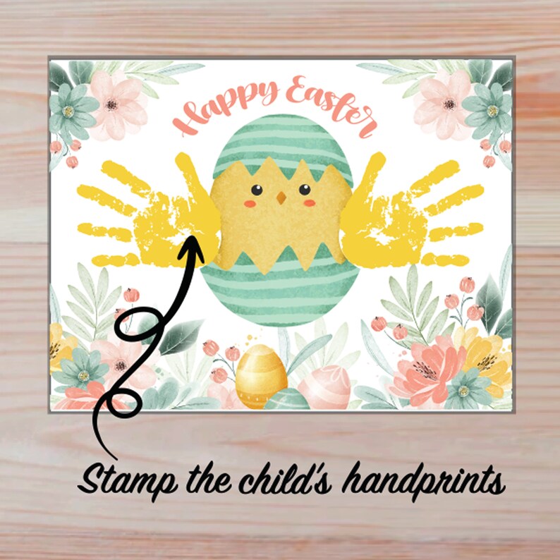 Easter Handprint Art PRINTABLE Cute Chic Egg Handprint Craft Happy ...