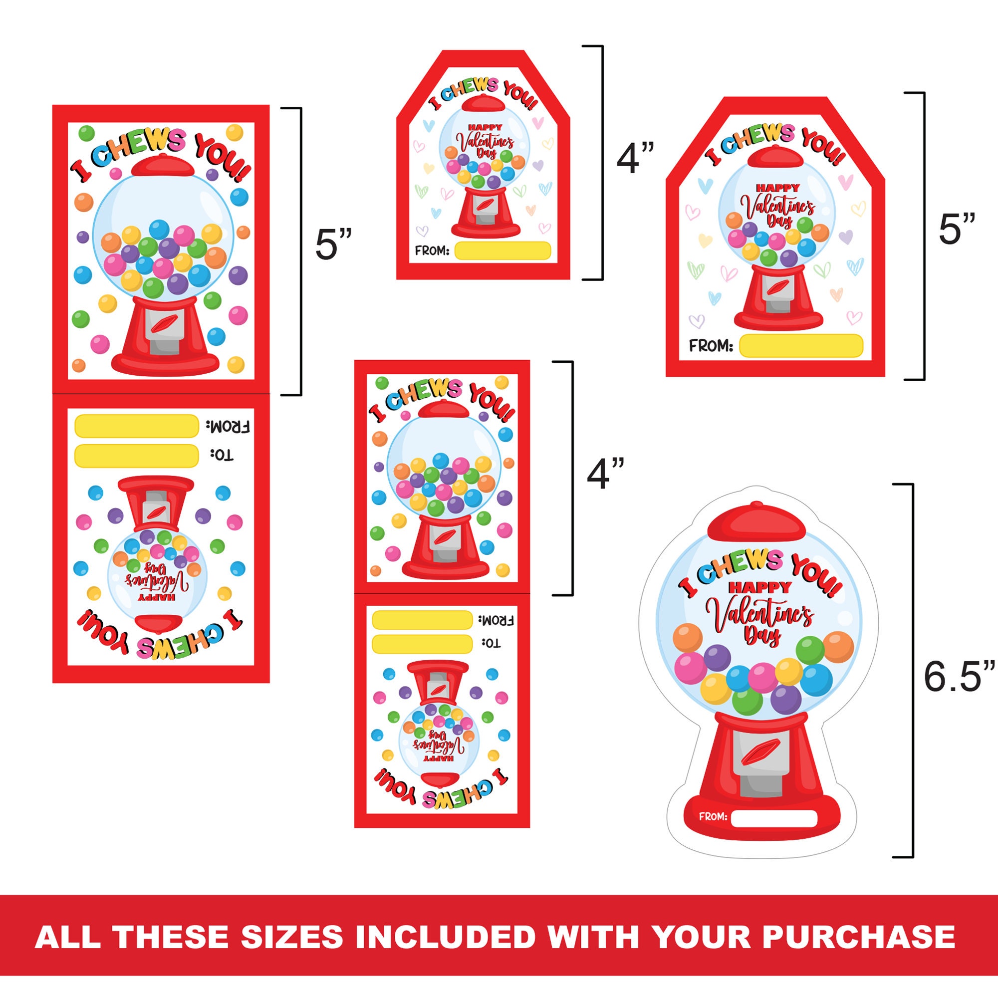PRINTABLE Valentine’s Day Gift Tags and Gumball Cards | I Chews You Gum ...