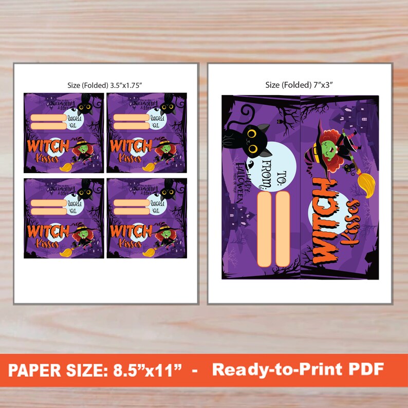 Halloween Treat Bag Topper PRINTABLE | Witch Kisses Candy Treat Bag ...