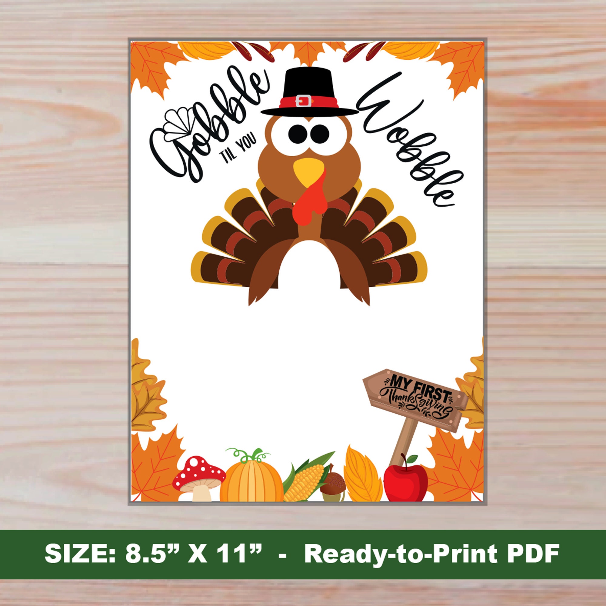My FIRST Thanksgiving Footprint Art Gobble 'til You Wobble Turkey ...