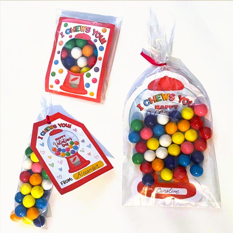 PRINTABLE Valentines Day Gift Tags and Gumball Cards I - Etsy