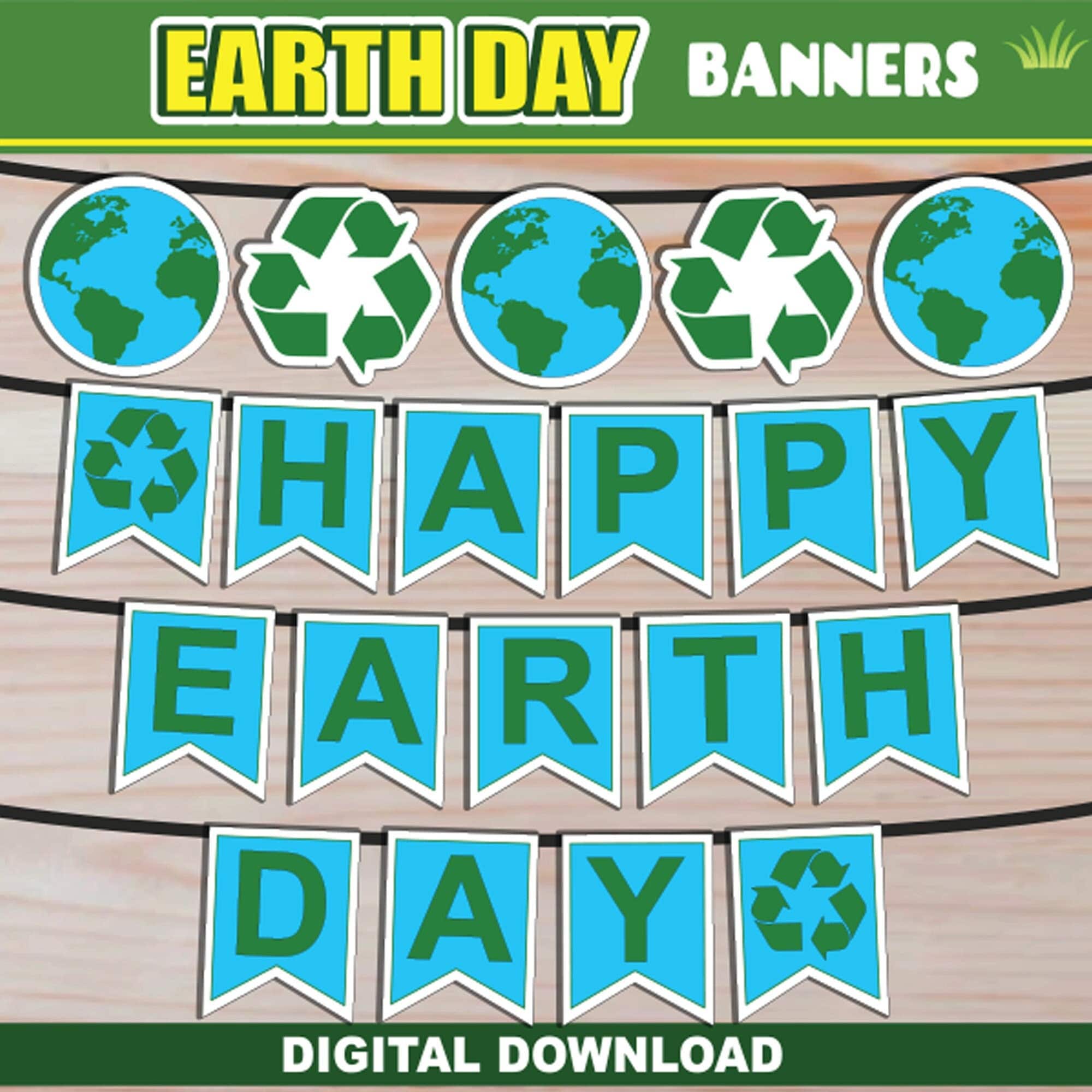 Earth Day Banner Kit for Bulletin Board PRINTABLE Earth Day Pennant ...