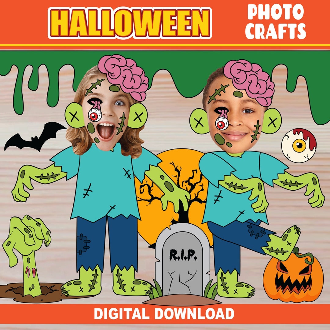 Build-a-zombie Face Photo Craft | Halloween Craft for Bulletin Board ...