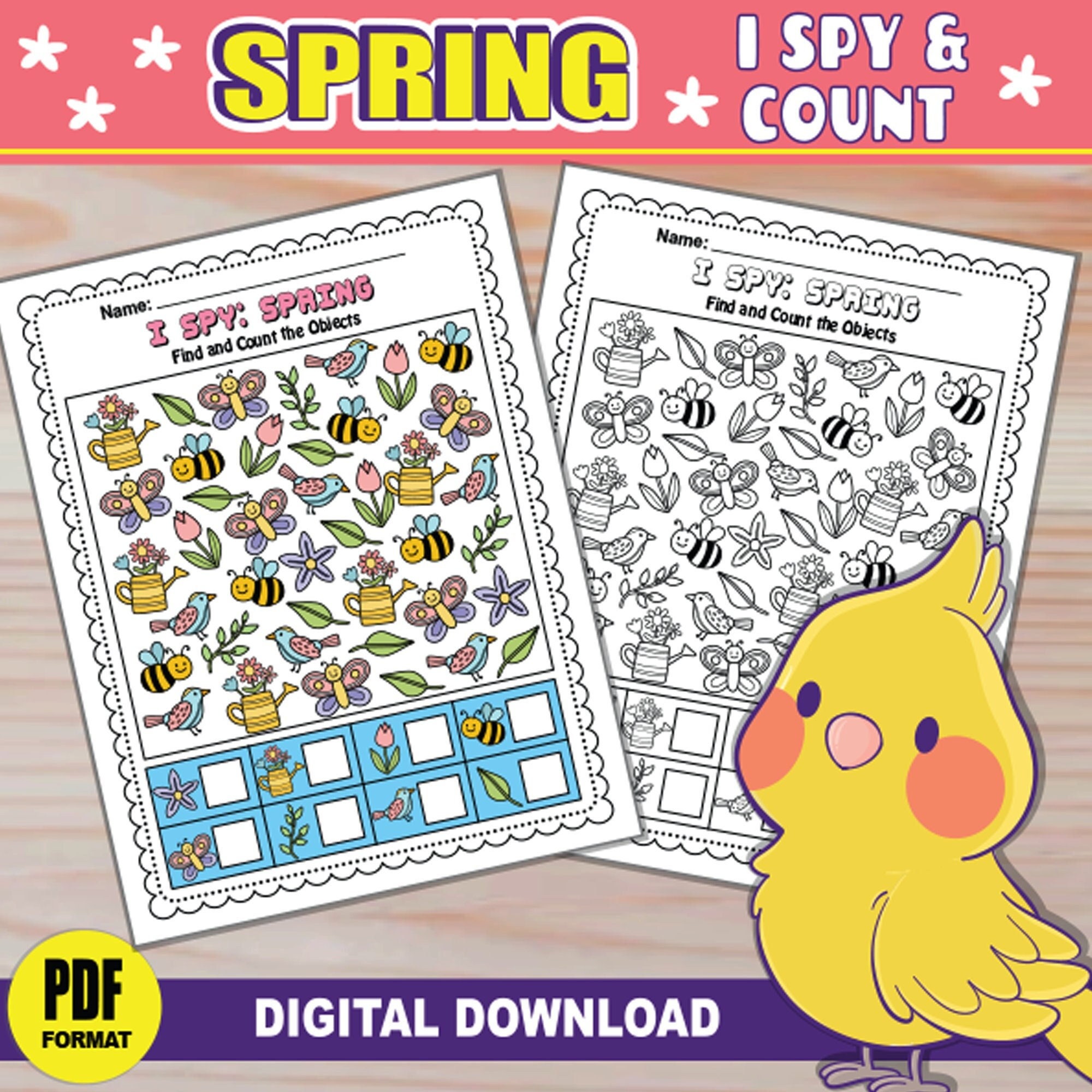 I Spy SPRING Printable Game Spring Activities for Kids Look Count ...
