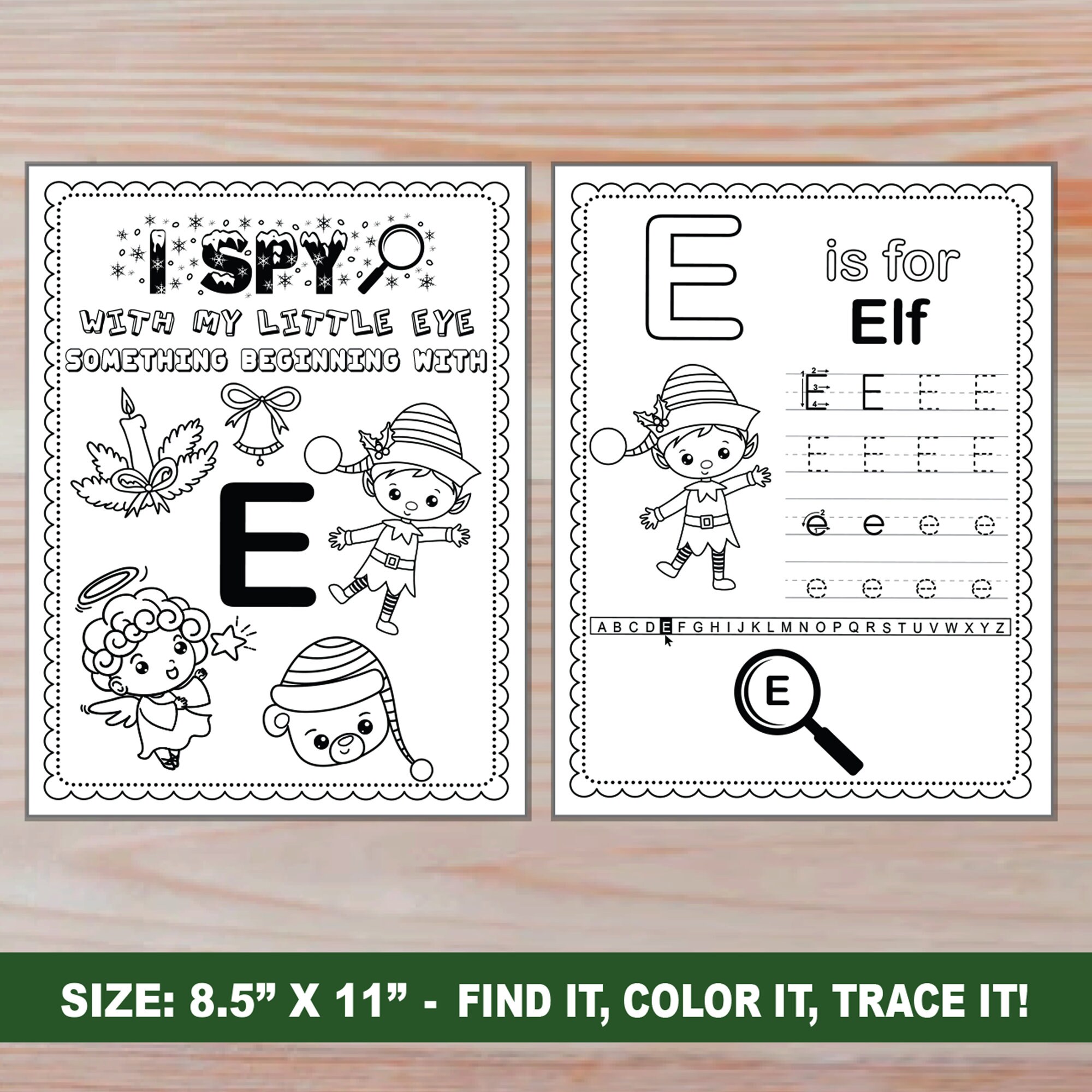 Christmas I Spy A-Z PRINTABLE Letter Tracing & Coloring Christmas ...