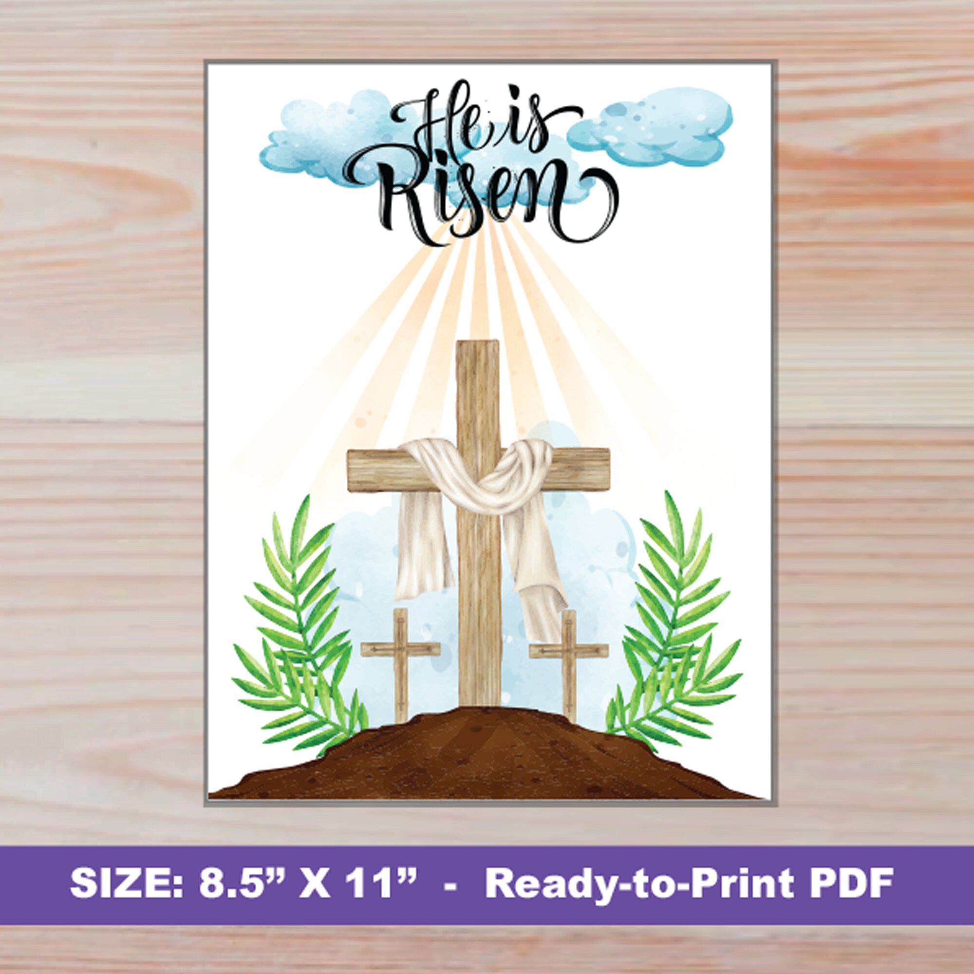 Easter Handprint Art Craft Cross He is Risen Religious Handprint ...