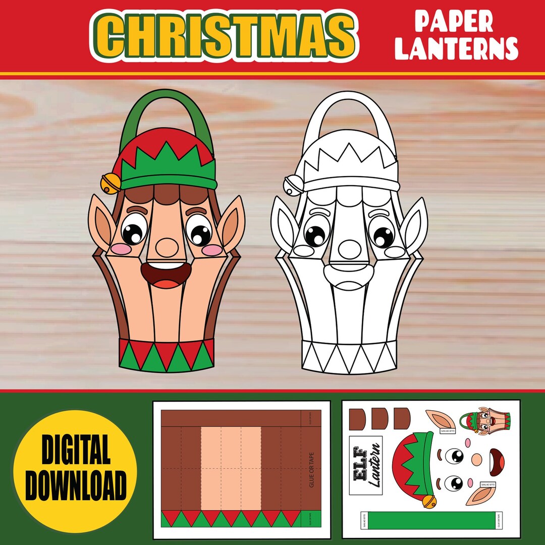 Elf Paper Lantern Crafts | Christmas Crafts PRINTABLE Activity | DIY ...