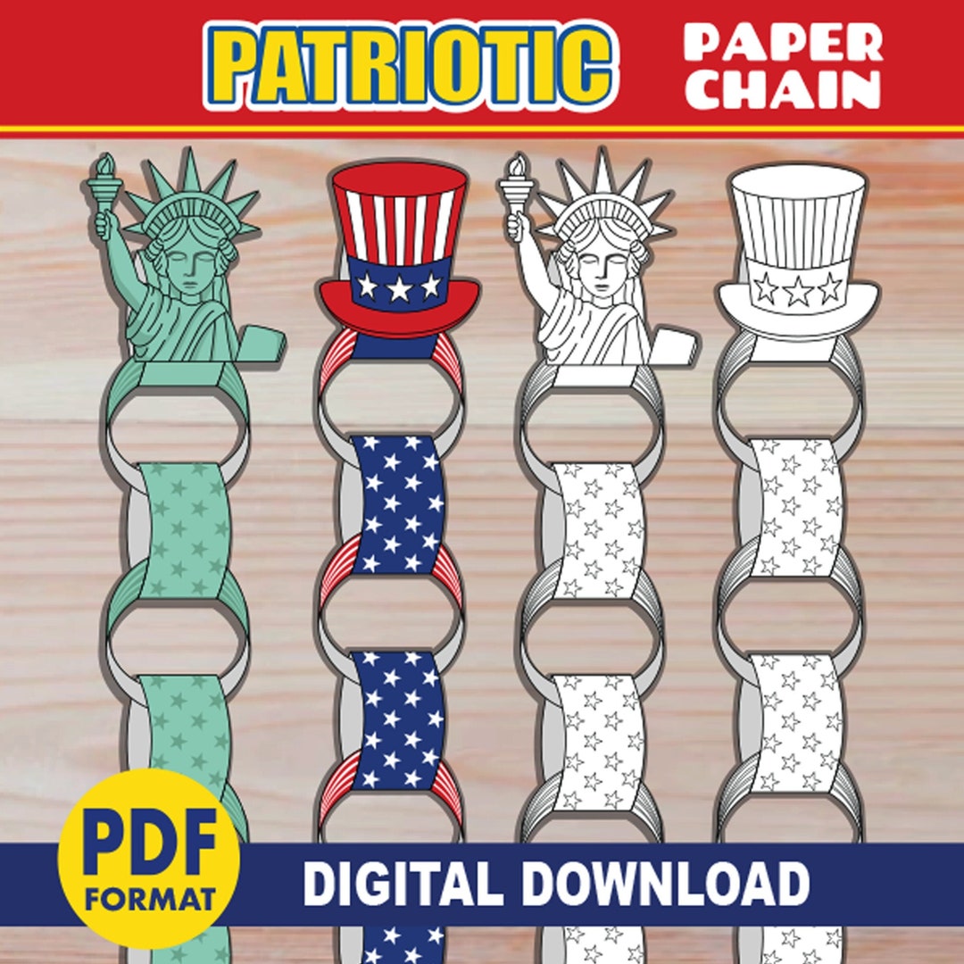 Patriotic Paper Chain Crafts Activity | for USA Holidays Flag Day, 4th ...