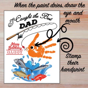 Dad’s Birthday Handprint Art | Fishing | Happy Birthday Gift From Son ...