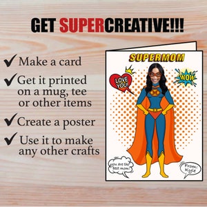 Supermom Add Your Own Photo Picture | PNG Super Mom Clipart | Crafts or ...