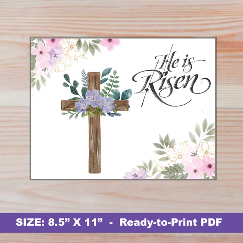 Easter Handprint Art Craft Floral Cross He is Risen - Etsy
