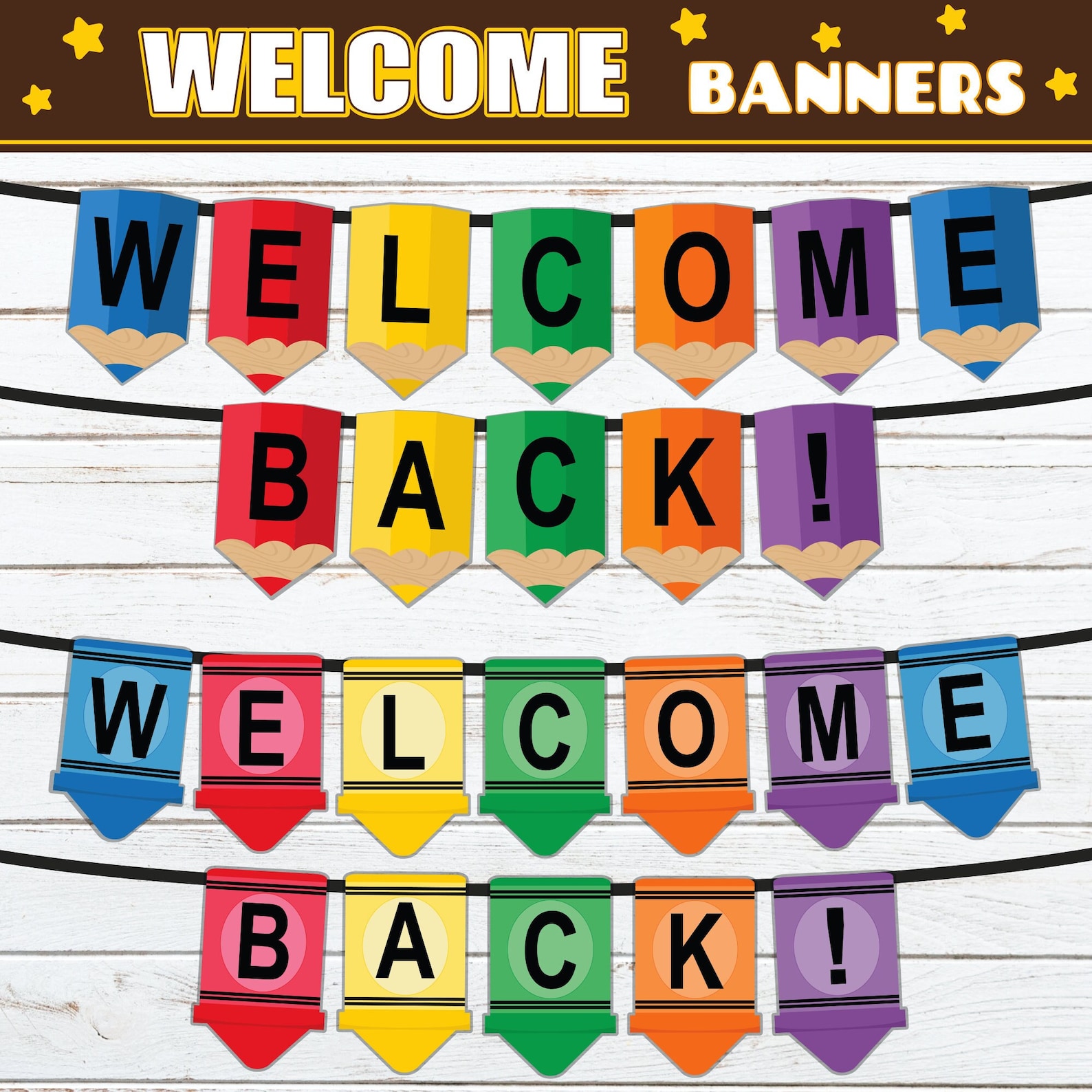 PRINTABLE Crayons & Pencils Welcome Banner L Back to School Garland ...