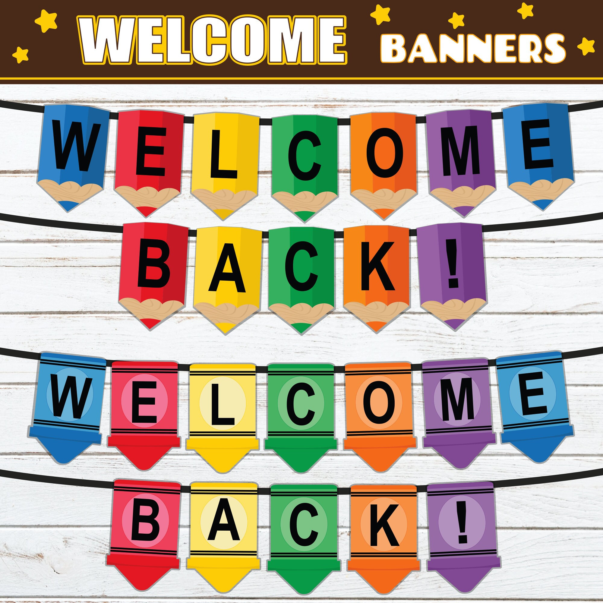 PRINTABLE Crayons & Pencils Welcome Banner L Back to School Garland ...
