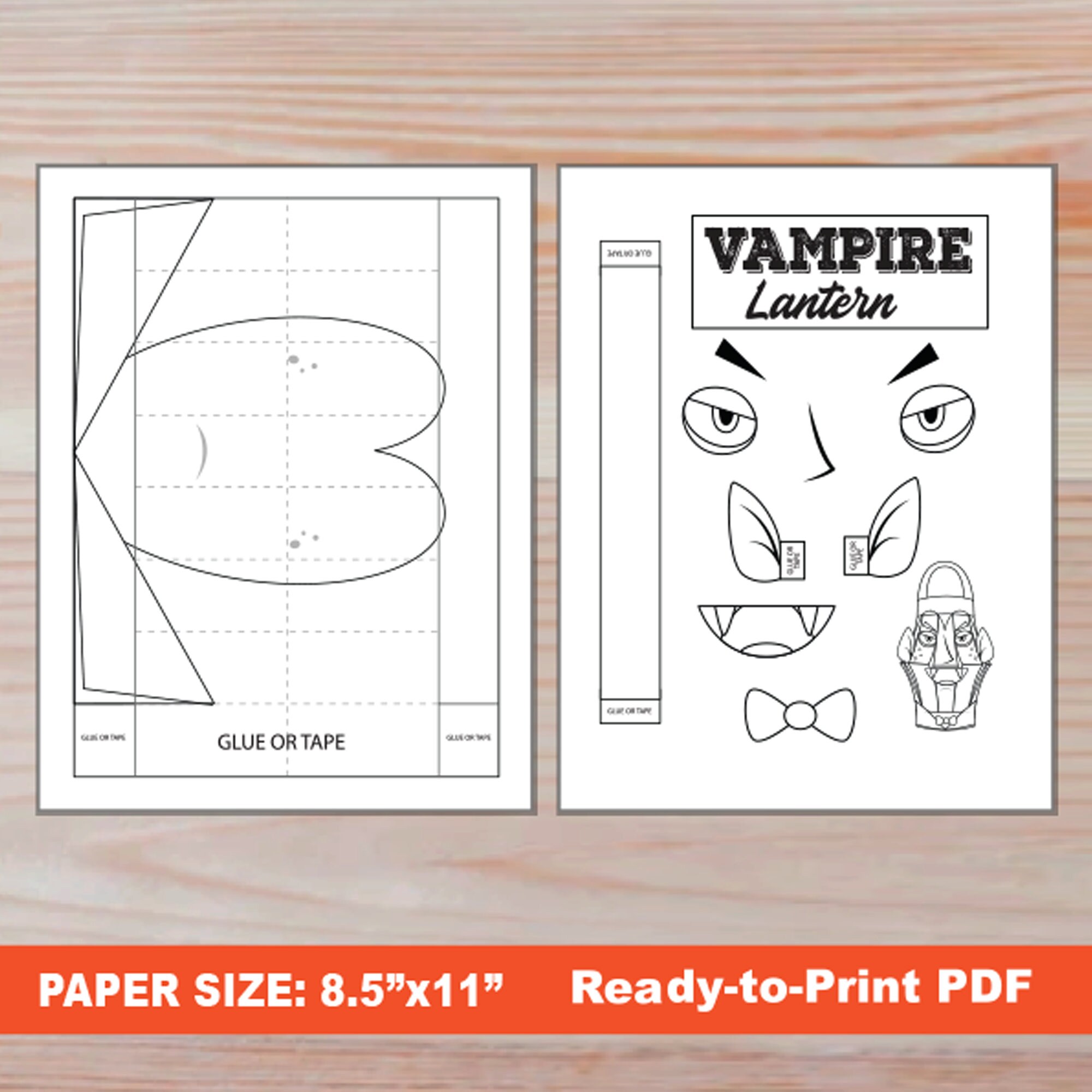Vampire Paper Lantern Crafts Halloween Monster Crafts PRINTABLE ...