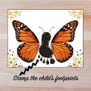Butterfly Footprint Art | Monarch Butterfly Handprint PRINTABLE Crafts ...