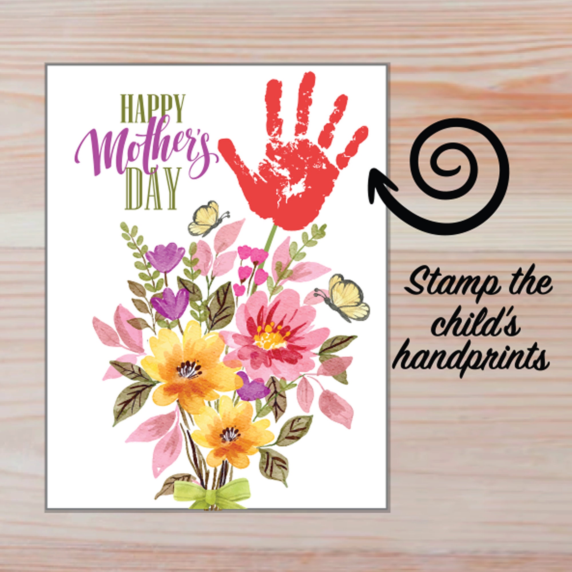 Mother's Day Handprint Art Floral Bouquet Handprint PRINTABLE Crafts ...