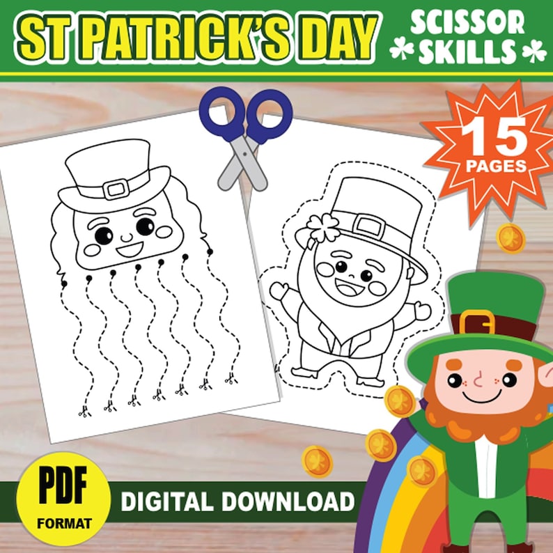St Patrick's Day Scissor Skills PRINTABLE St Patricks Cut and Paste ...