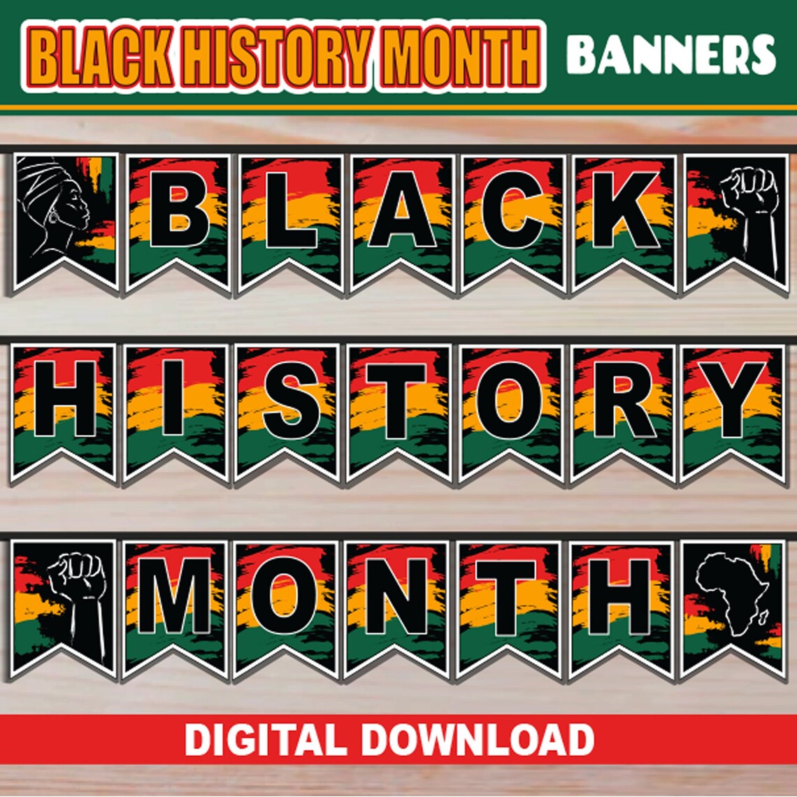 Black History Month PRINTABLE Banner | Black History Month Garland ...