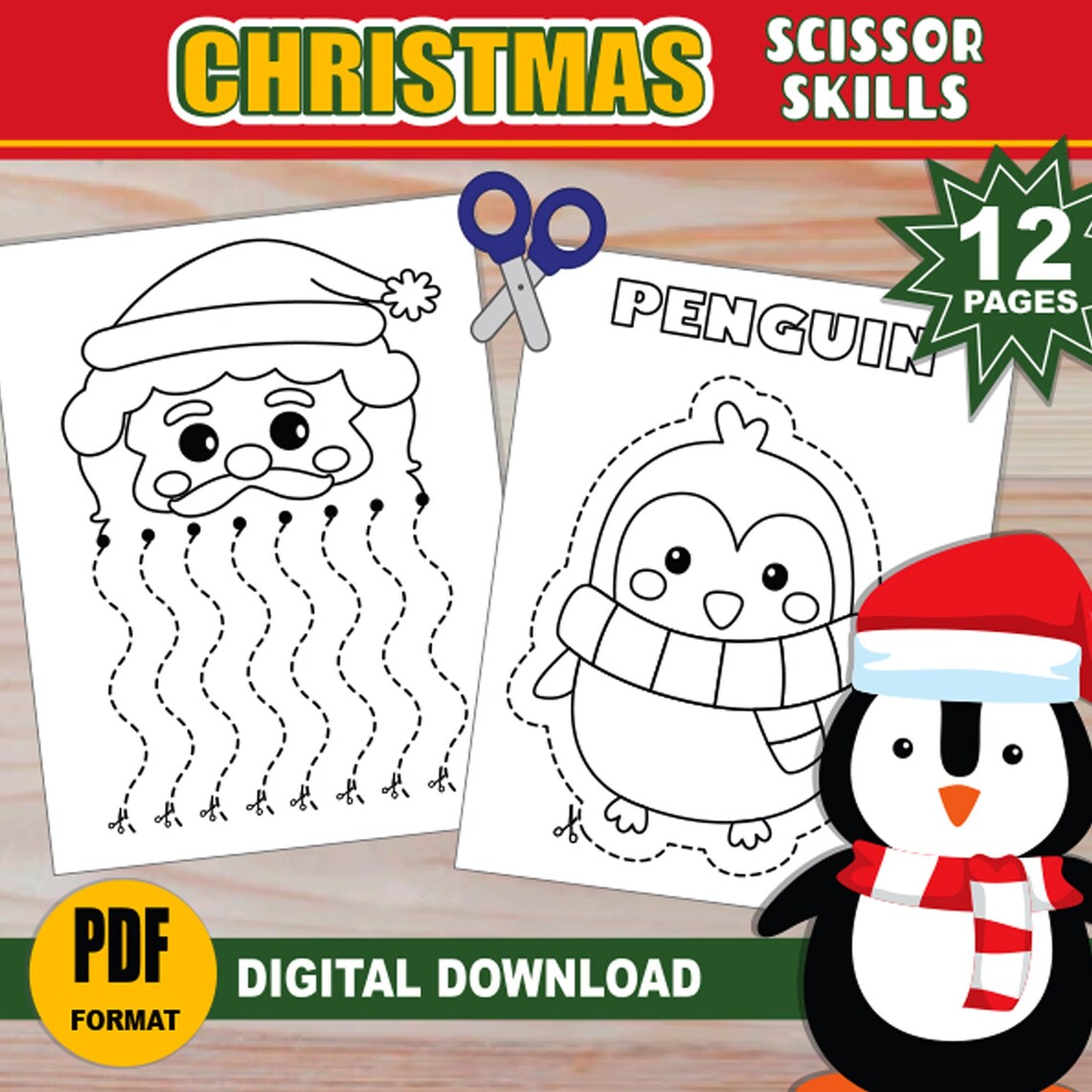 Christmas Scissor Skills Activity | Santa & Characters (digital ...