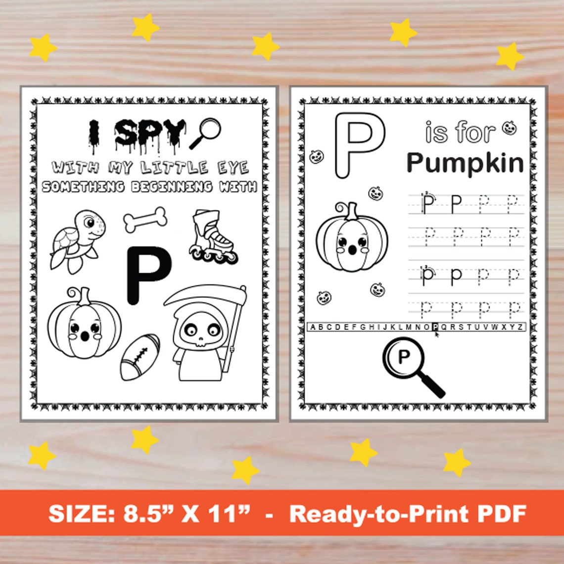 Halloween I Spy A-Z PRINTABLE Letter Tracing & Coloring Halloween ...