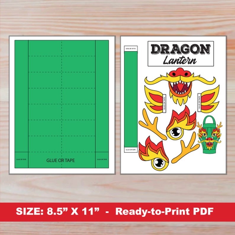 Dragon Paper Lantern Crafts | Chinese New Year PRINTABLE Year of the ...