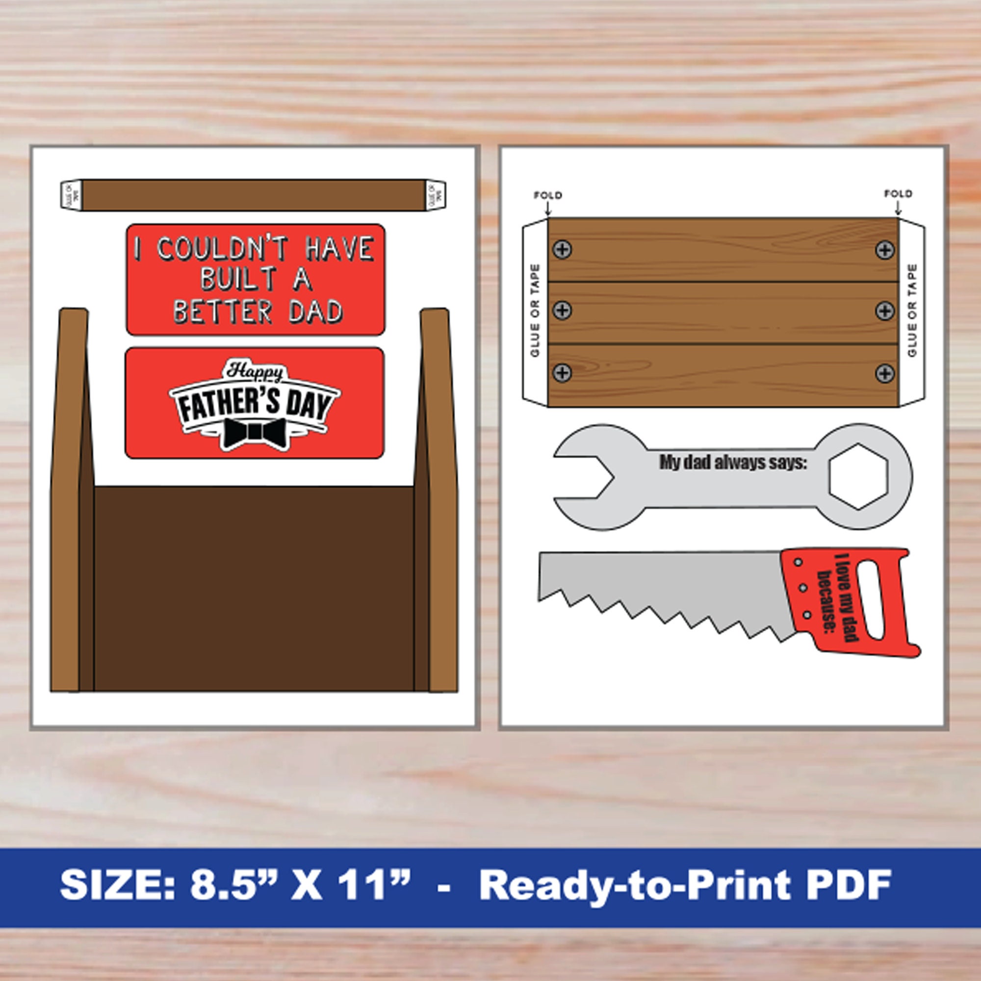 Father's Day Crafts & Activity Toolbox Card for Dad Coloring Best Dad ...