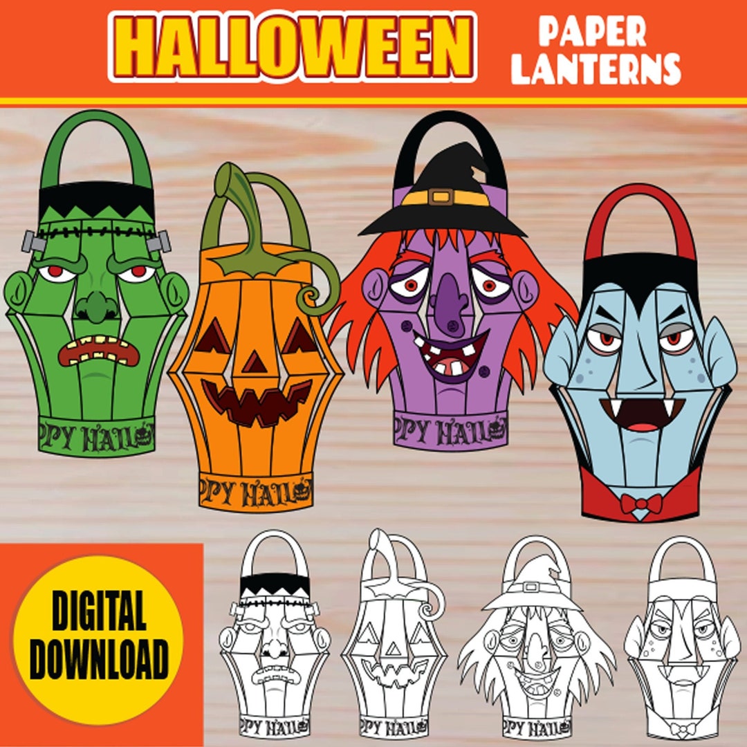 Halloween Monster Lantern Crafts BUNDLE | Witch, Vampire, Frankie, Jack ...