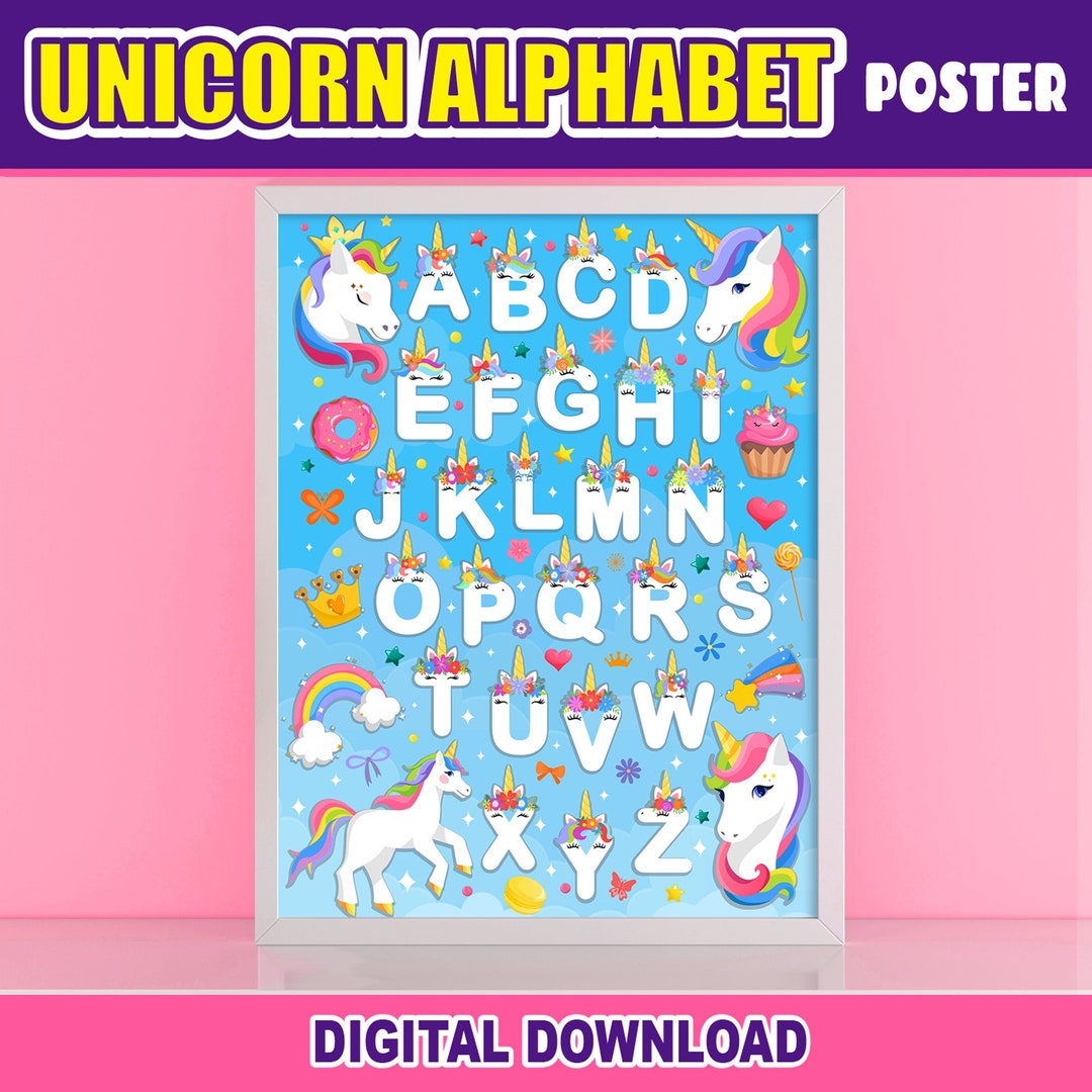 Unicorn ABC Poster | Unicorn Alphabet Printable Wall Art | for Nursery ...
