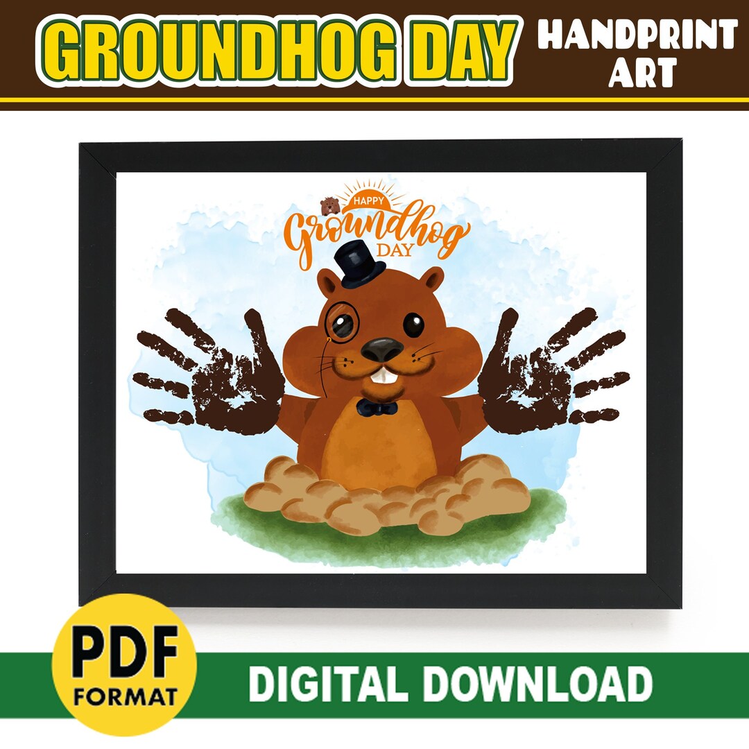 Groundhog Day Handprint Art | PRINTABLE Handprint Craft | Groundhog ...