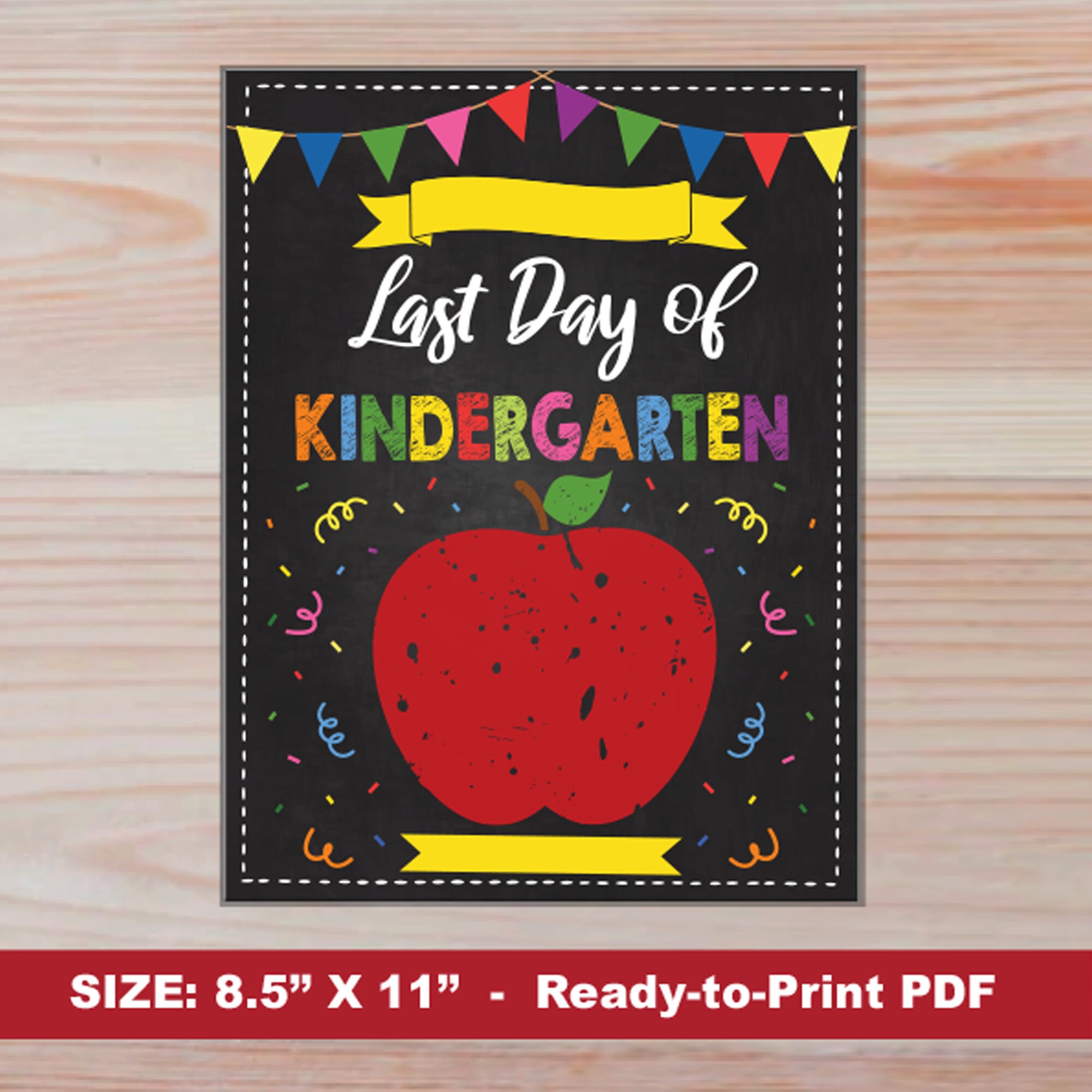 Last Day of Kindergarten Handprint Art PRINTABLE Sign Keepsake Gift End ...