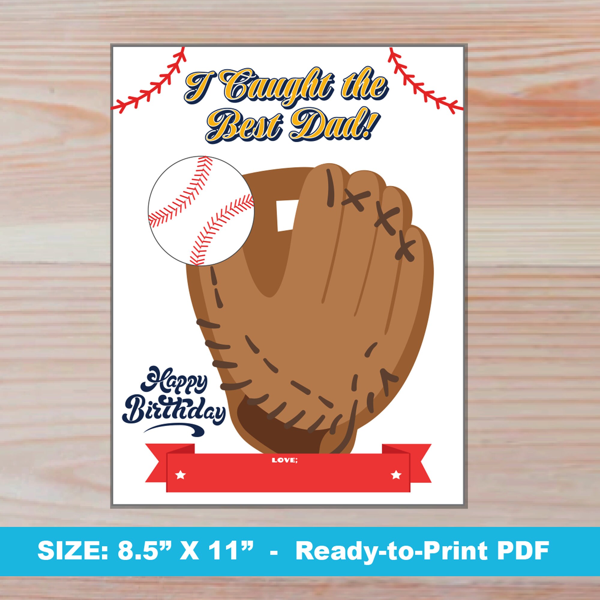 Dads Birthday Handprint Craft Baseball Happy Birthday - Etsy