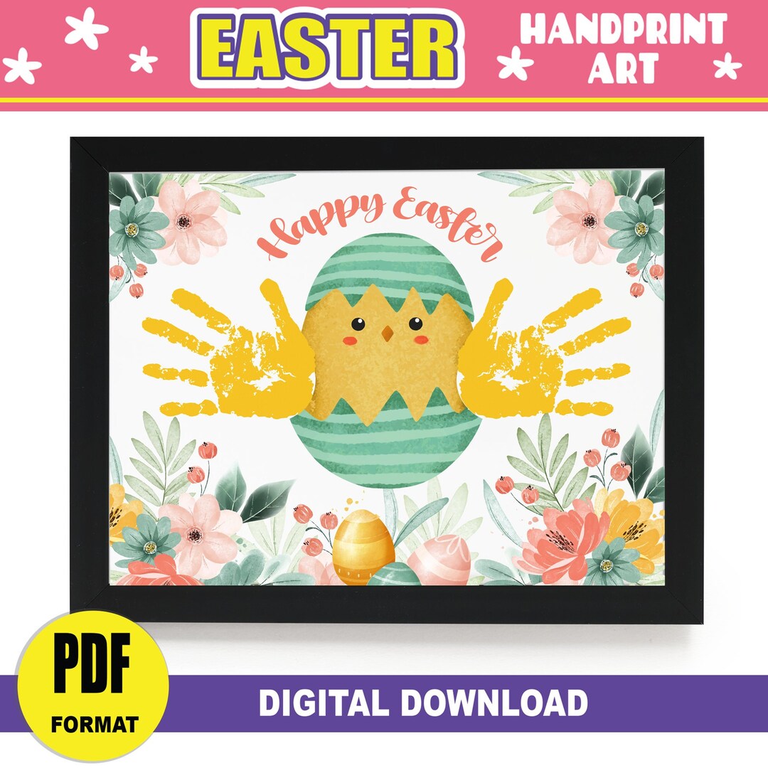 Easter Handprint Art | PRINTABLE Cute Chic Egg Handprint Craft | Happy ...
