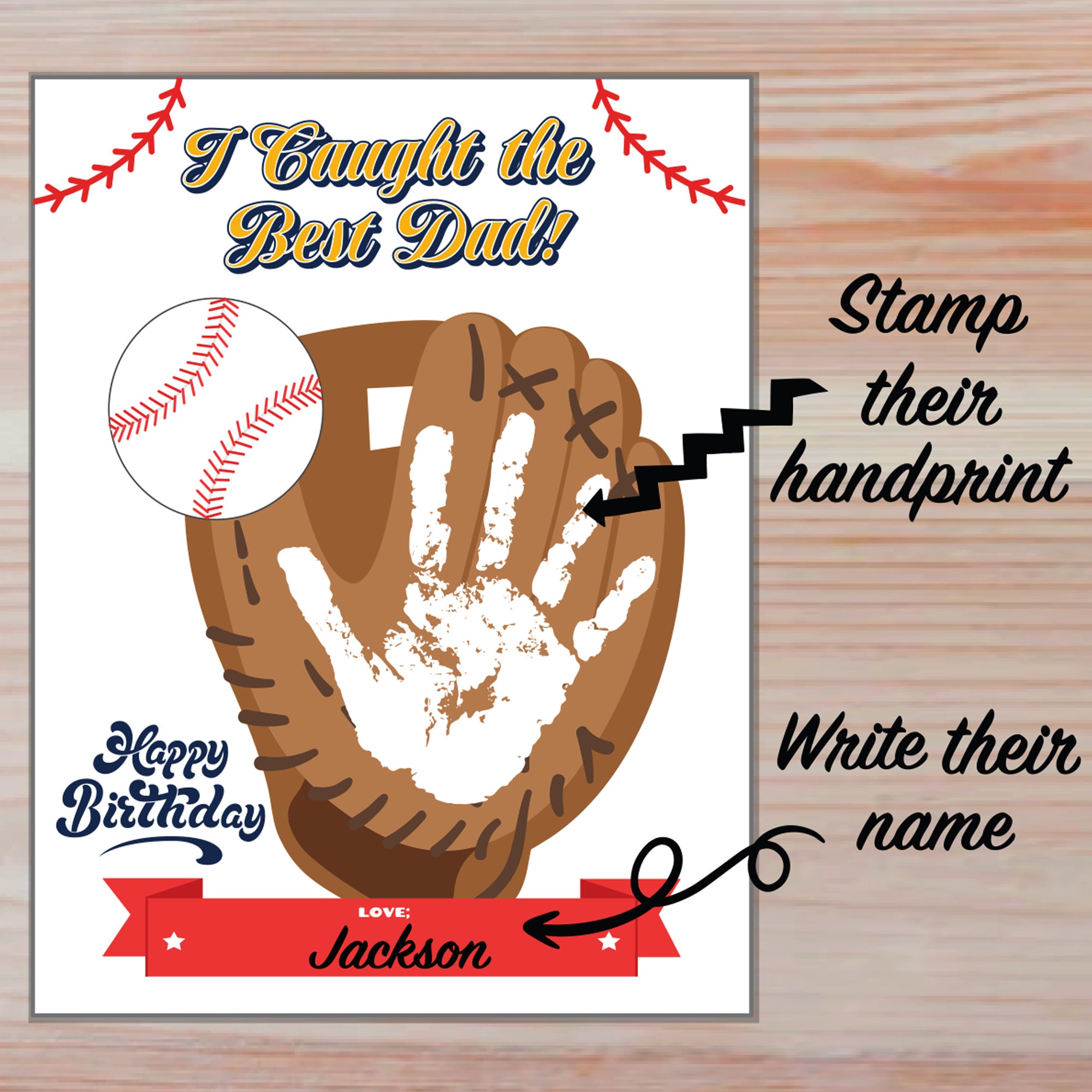 Dads Birthday Handprint Craft Baseball Happy Birthday - Etsy