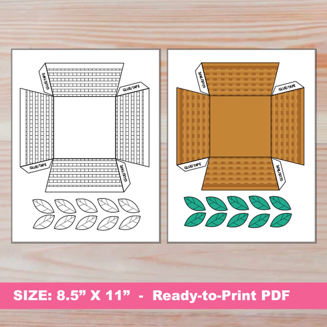 Mother's Day Crafts & Activity Coloring 3D Flower Basket - Etsy