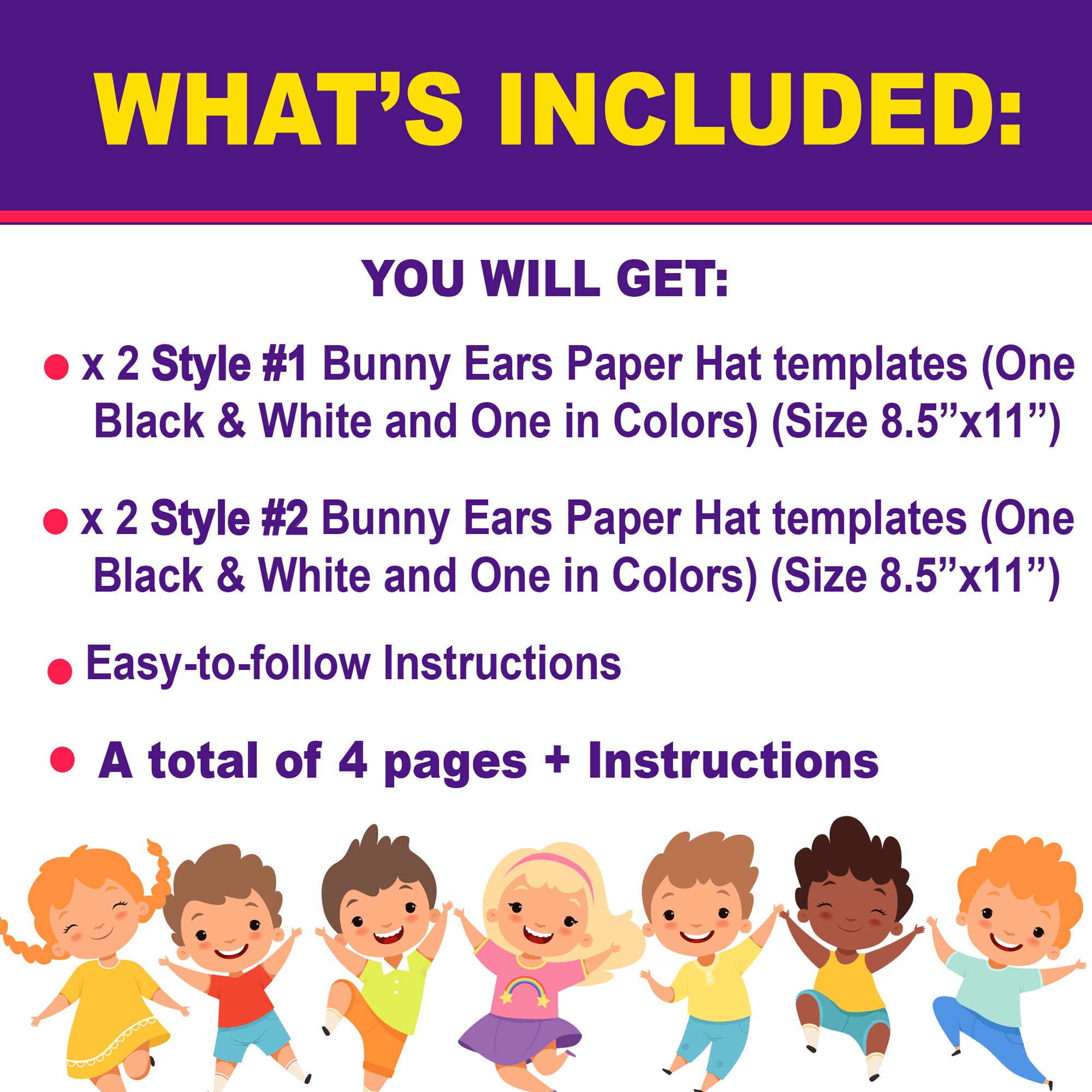 Bunny Ears Paper Crowns Easter Spring Paper Hat Headbands - Etsy