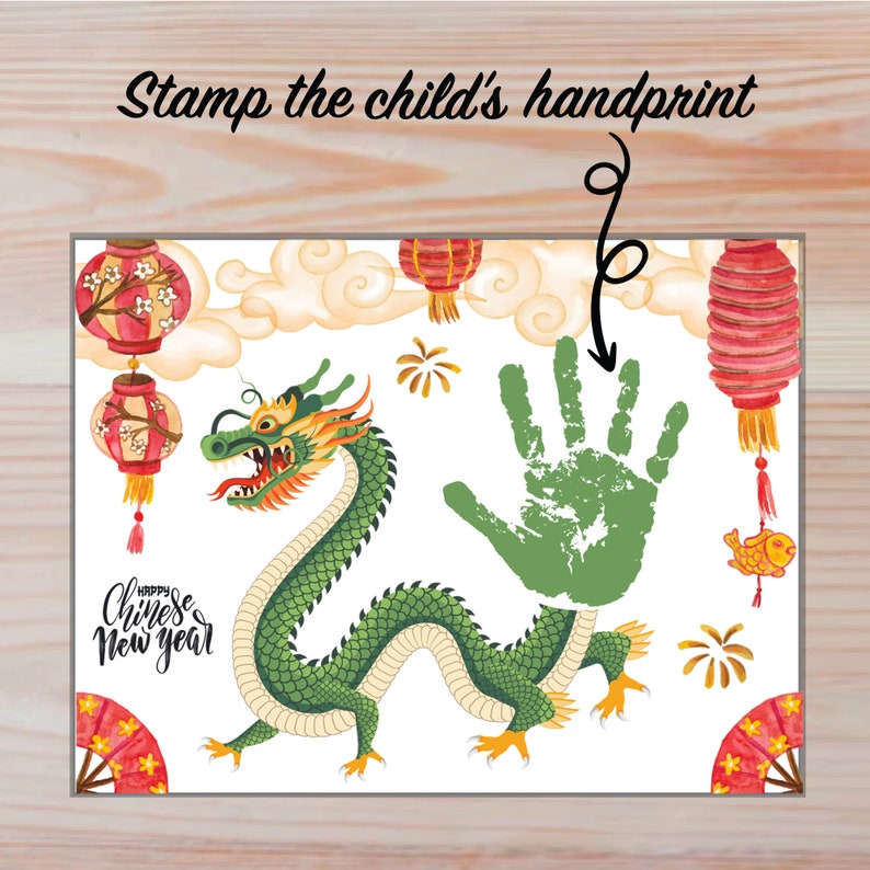 Chinese New Year Handprint Art Year of the Dragon Footprint Craft Lunar ...