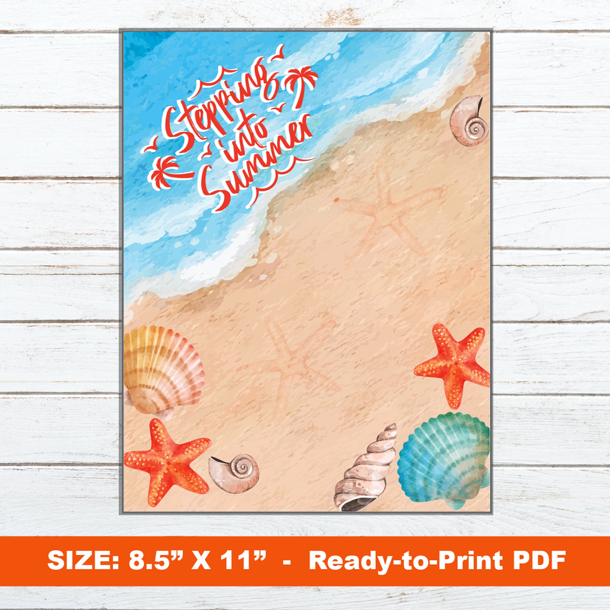 Beach Footprint Art Summer Craft Activity PRINTABLE Foot Print Keepsake ...