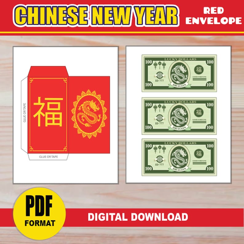 Chinese New Year Red Envelope Activity PRINTABLE Lunar New Year Craft ...