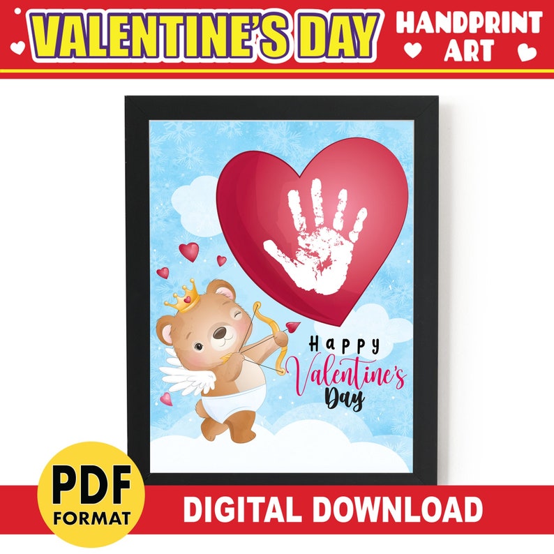 Valentines Day Handprint Art PRINTABLE Valentines Handprint - Etsy