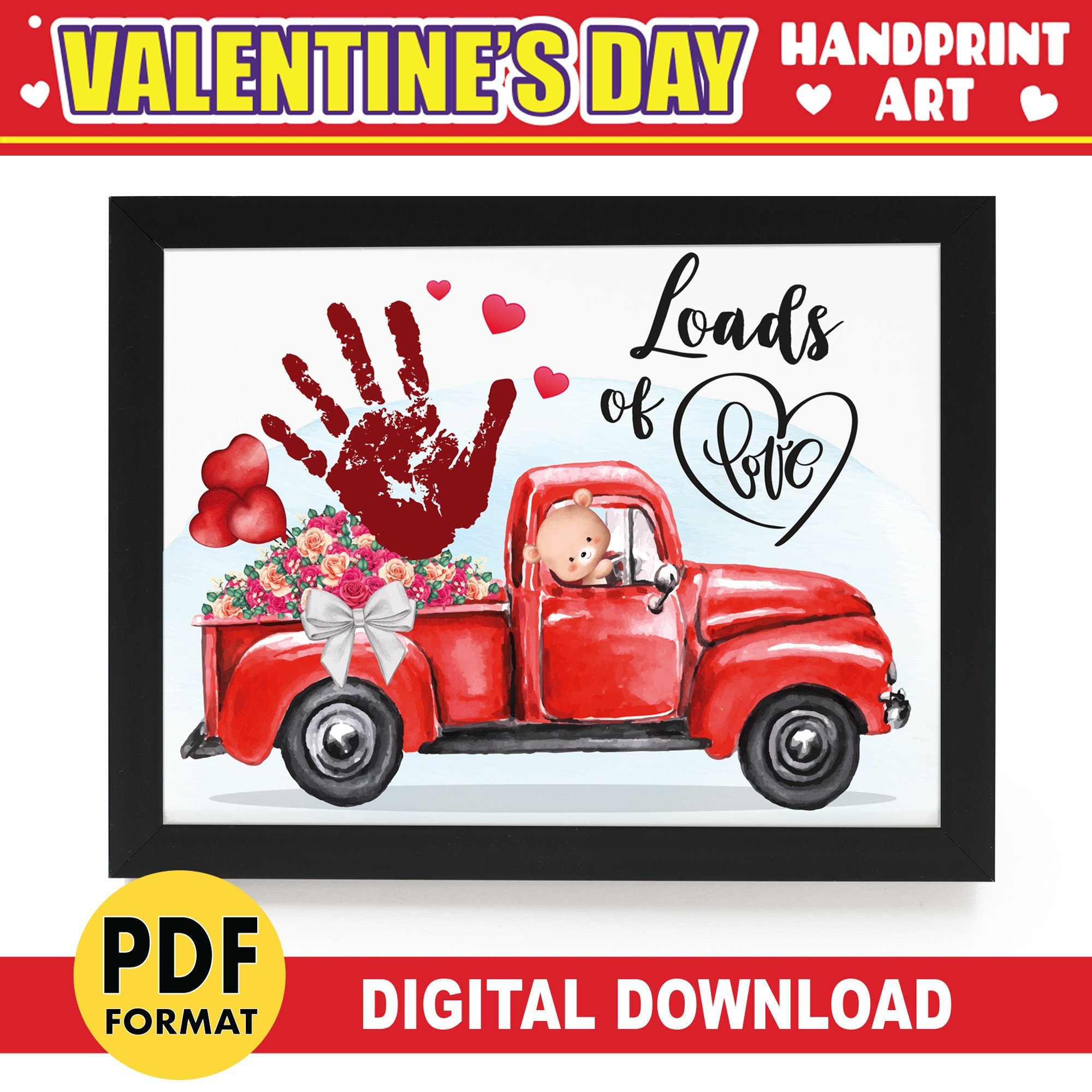 Valentines Day Handprint Art PRINTABLE Valentines Handprint Craft Love ...