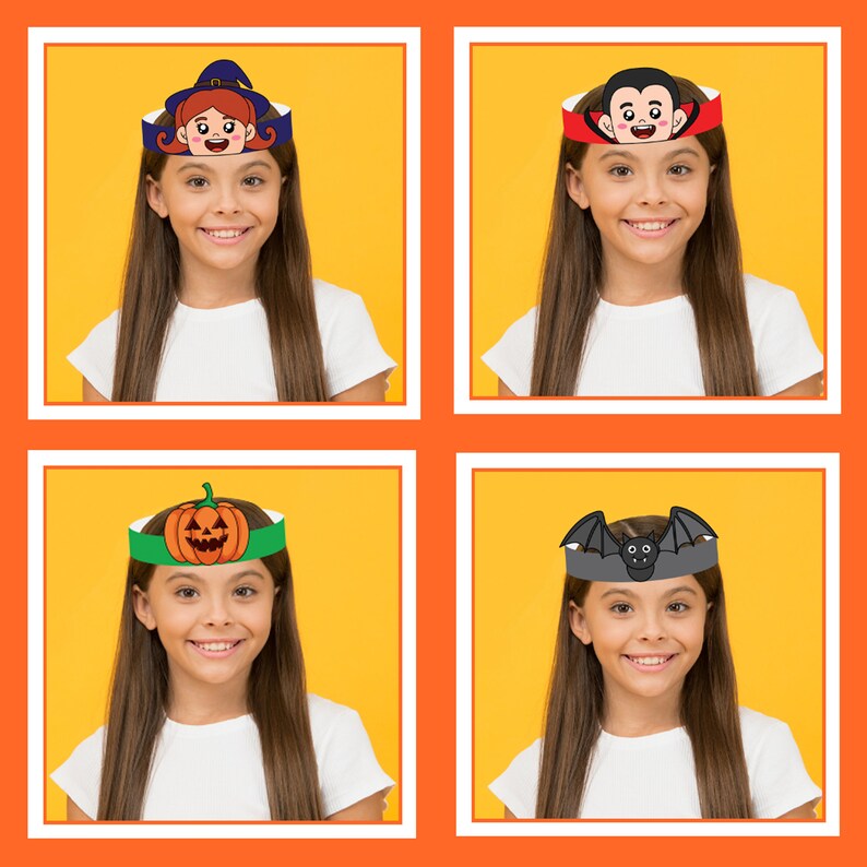 Halloween Paper Crowns for Kids Big BUNDLE of 16 PRINTABLE - Etsy