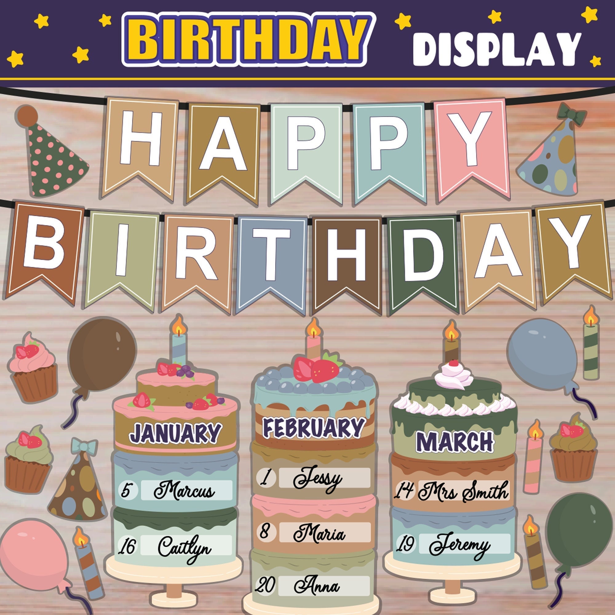 Birthday Display Classroom Decor PRINTABLE With Birthday Banner ...